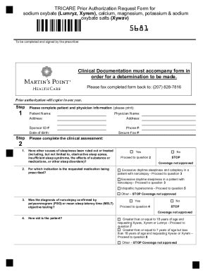 Fillable Online Prior Authorization Request Form For Lumryz Xywav Fax Email Print PdfFiller