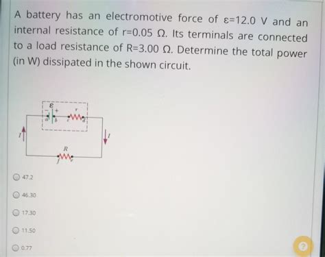Solved A Battery Has An Electromotive Force Of ε120 V And