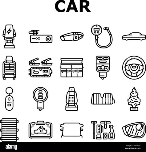Car Accessories Seat Cover Icons Set Vector Stock Vector Image And Art Alamy