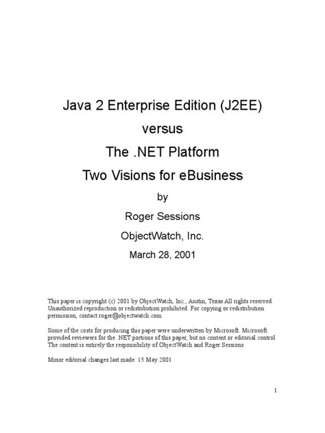 Java 2 Enterprise Edition J2ee Versus Two Visions For Ebusiness Pdf