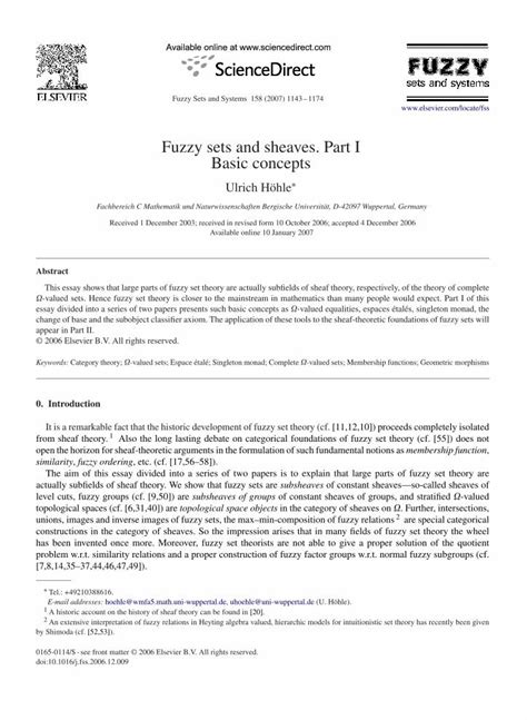 PDF Fuzzy Sets And Sheaves Part I Basic Concepts DOKUMEN TIPS