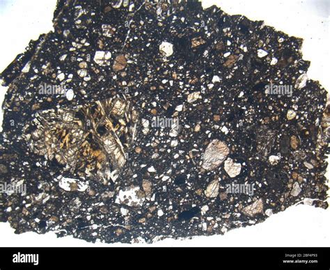 Micrograph Of Alha78040 8 Meteorite Under Plane Polarized Light At 1 25x Magnification Stock