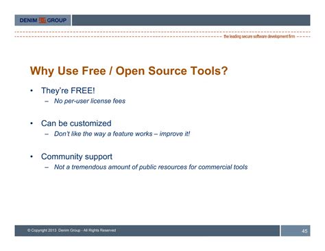 running a software security program with open source tools course ppt
