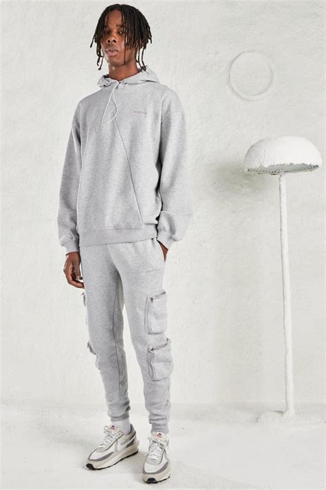 Man Oversized Hoodie And Utility Jogger Tracksuit Boohoo Uk