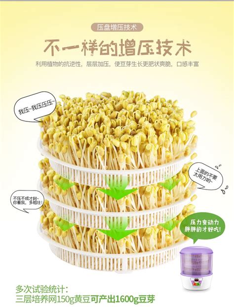 豆芽机全自动生豆牙发绿豆黄豆芽苗芽罐盆双层大容量自制酸奶米 改花小店的小店