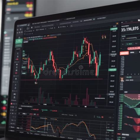 Stock Market Analysis On Laptop Screen Financial Charts Data Visualization Stock Image Image