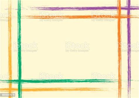 프레임 그려진된 배경 벡터 국경 그런 지 노란색 라인 템플릿입니다 오래 된 스타일 빈티지 디자인입니다 그래픽 일러스트입니다 A4 크기 형식 수평 방향 거친에 대한 스톡 벡터