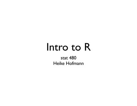 Pdf Intro To R Hofroe Nethofroe Net Stat R Intro Pdf