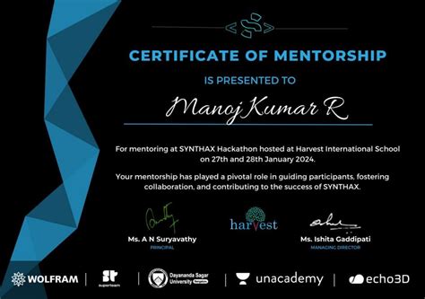 Manoj Kumar R On Linkedin Mentorship Hackathon Synthax