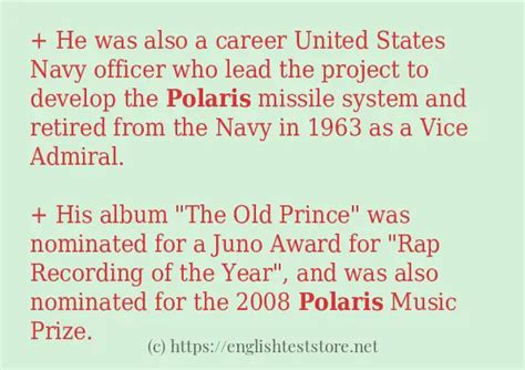 In Sentence Examples Of Polaris Englishteststore Blog