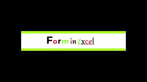 Form In Excel Excel Form In Hindi