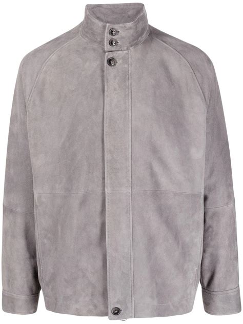 Closed Stand Up Collar Suede Jacket In Gray For Men Lyst