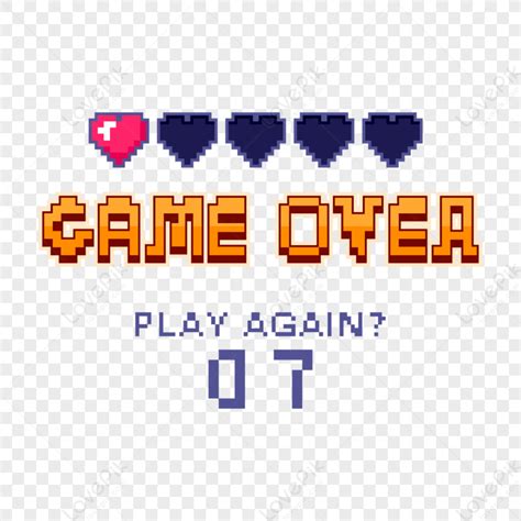 노란색 게임 오버 픽셀 스타일 러브 라이프 바 요소번호아날로그 Png 일러스트 무료 다운로드 Lovepik