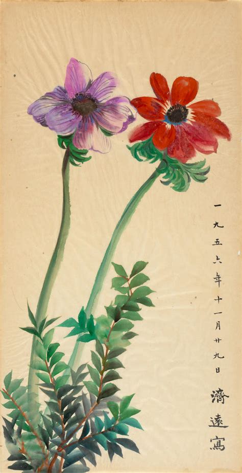 Bonhams Wang Jiyuan 1893 1975 Poppies 1956