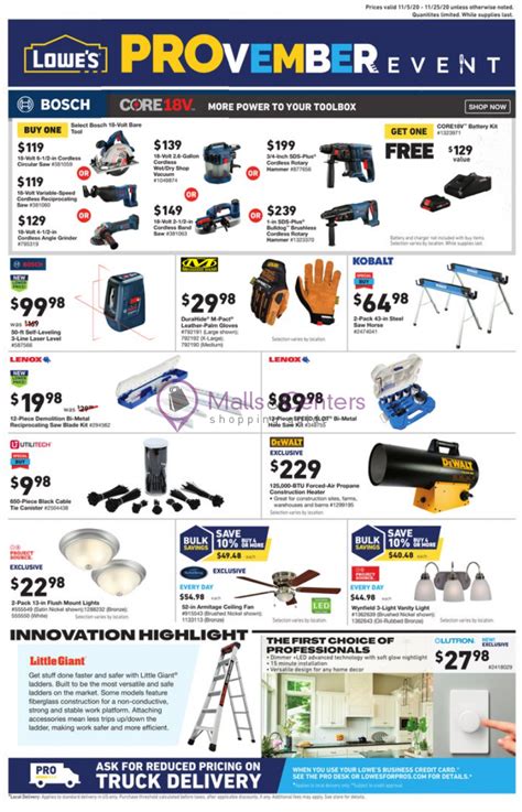 Lowe S Weekly Ad Valid From 11 05 2020 To 11 25 2020 MallsCenters