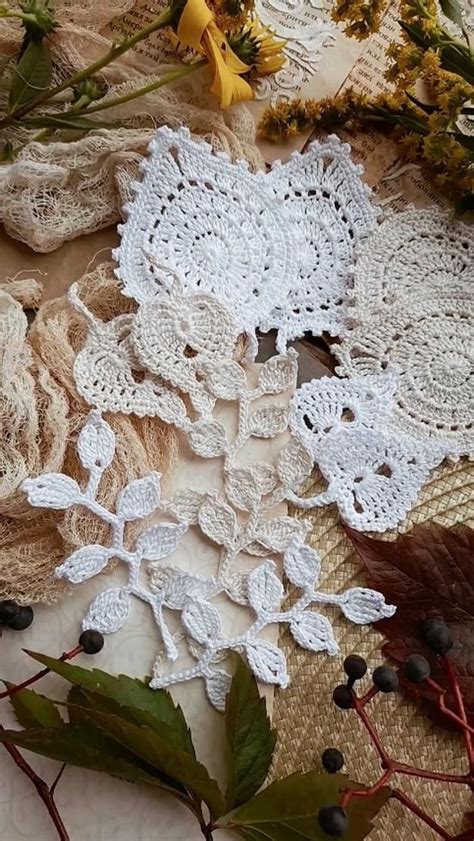 вязаный декор декор для скрапбукинга вязание ажурное вязание Вязание Цветы крючком