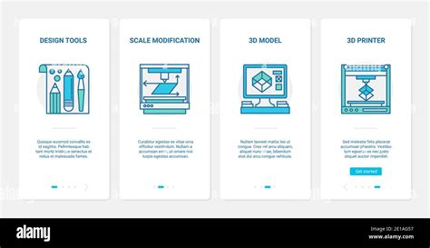 Design Equipment Vector Illustration Ux Ui Onboarding Mobile App Page Screen Set With Line