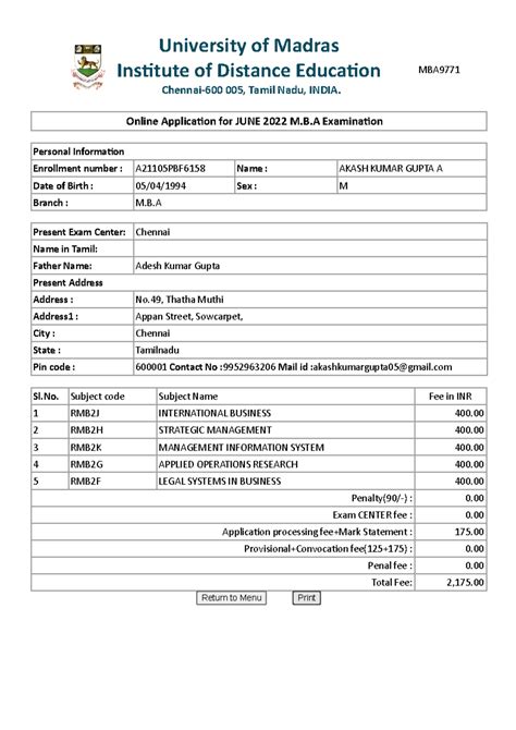 Online Application For IDE Examination University Of Madras Instute