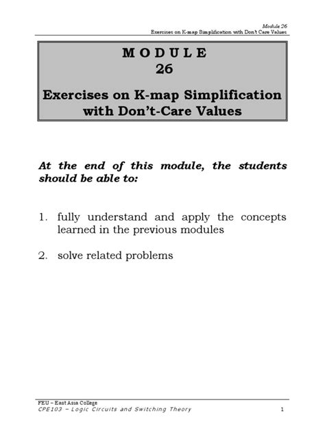 Module 26 Exercises On K Map Simplification With Dont Care Values