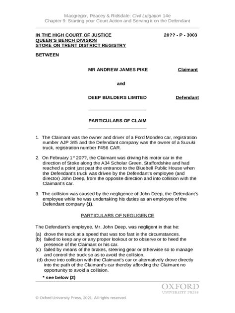 James Nwosu Particulars Of Claim Civil Litigation Chapter 9 Doc