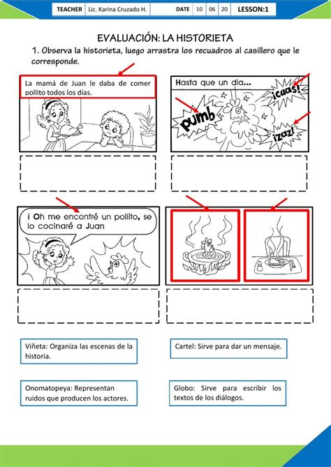 Evaluación La Historieta Worksheet Teaching School Worksheets