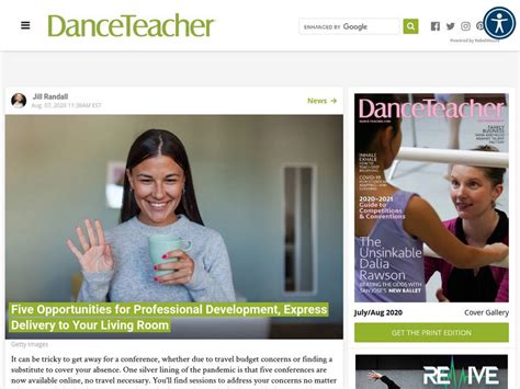 Dance Teacher Magazine Website For 9th 10th Grade Lesson Planet