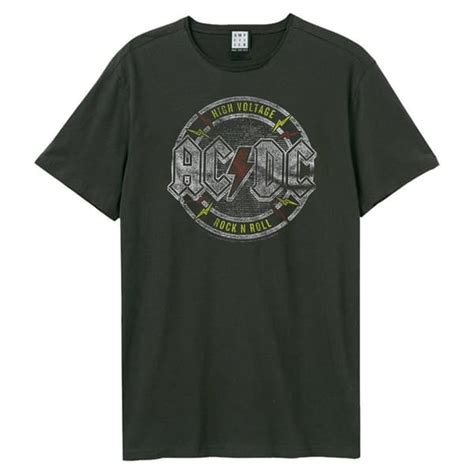 Amplified Unisex T Shirt För Vuxna Med Hög Spänning Acdc Charcoal