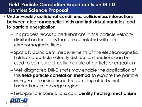 Field Particle Correlation Experiments On DIII D Frontiers Science