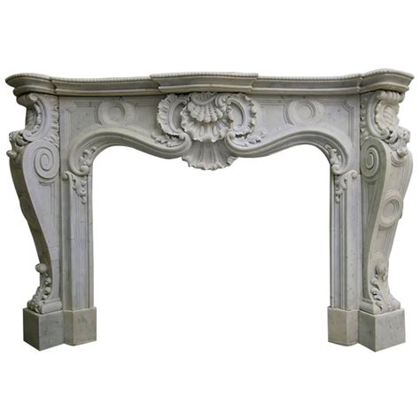 Large French Antique Louis XV Carrara Marble Fireplace Mantel For Sale