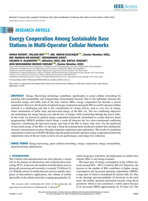 Pdf Energy Cooperation Among Sustainable Base Stations In Multi Operator Cellular Networks