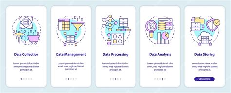 Premium Vector Data Processing Stages Onboarding Mobile App Screen