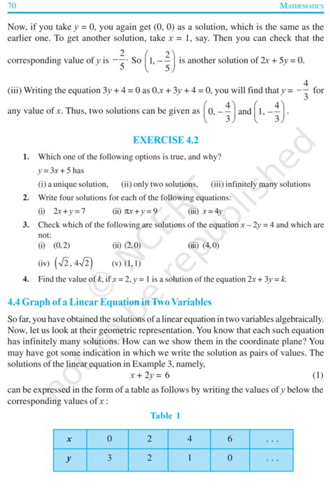 NCERT Book Class Mahts Chapter Linear Equations In Two Variables