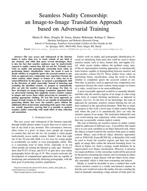 PDF Seamless Nudity Censorship An Image To Image Translation Approach Based On Adversarial