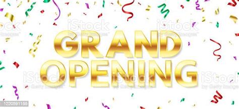 컬러 반짝 떨어지는 색종이와 그랜드 오프닝 배경 축하 템플릿입니다 비즈니스 개막식 공지 배너 벡터 일러스트레이션 Carnival