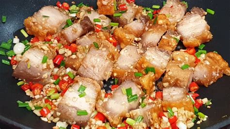หมูกรอบคั่วพริกเกลือ L อร่อยพุง Youtube