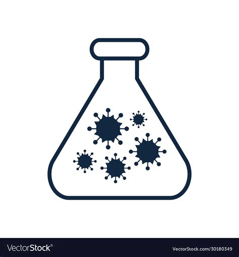 Lab Flask With Virus Symbols Icon Line Style Vector Image