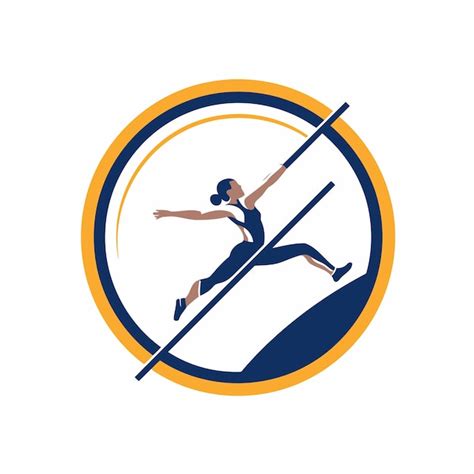 Premium Vector Circle Shape Icon With Silhouette Of A Female Athlete Jumping Off A Hurdle
