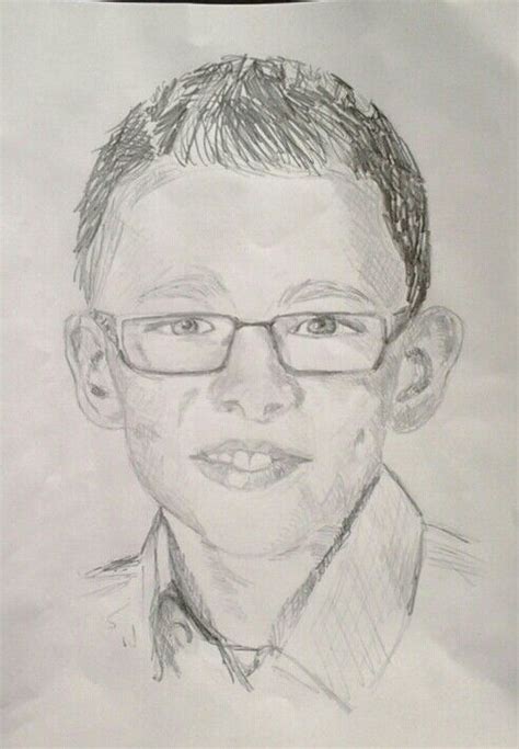 Tekening Mijn Neefje P 12 Jaar Juni 2014 Grijs Potlood Op Papier