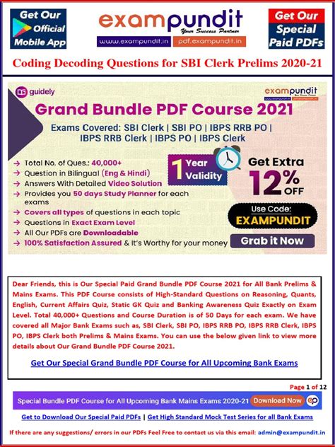 coding decoding questions for sbi clerk prelims 2020 21 pdf