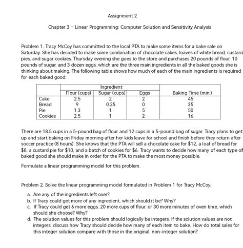 Assignment 2 Chapter 3 Linear Programming | StudyX