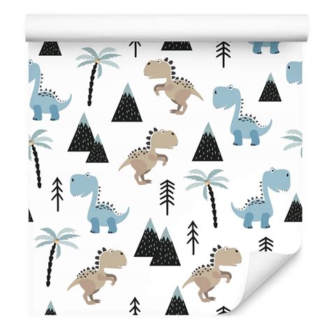 Tapeta Do Pokoju Dzieci DINOZAURY Góry Palmy Bajka FW 6910 VER 53