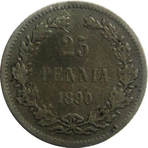 Русская Финляндия, 25 пенни, 1890 / Аукцион 875 / МОНЕТЫ • Россия до ...