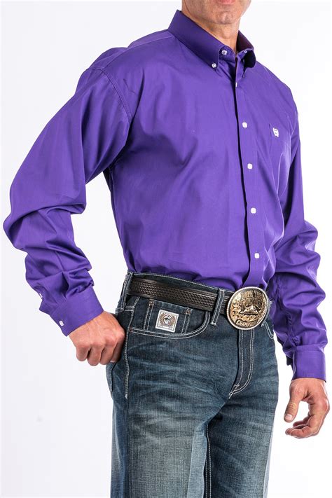 CINCH Jeans Men S Solid Purple Button Down Western Shirt