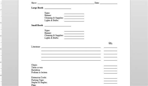 Trade Show Business Plan Template Trade Shows Events Supply Checklist