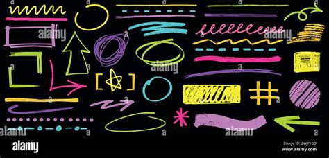 Acid Color Highlighter Lines Arrows Circles Underline Element Vector