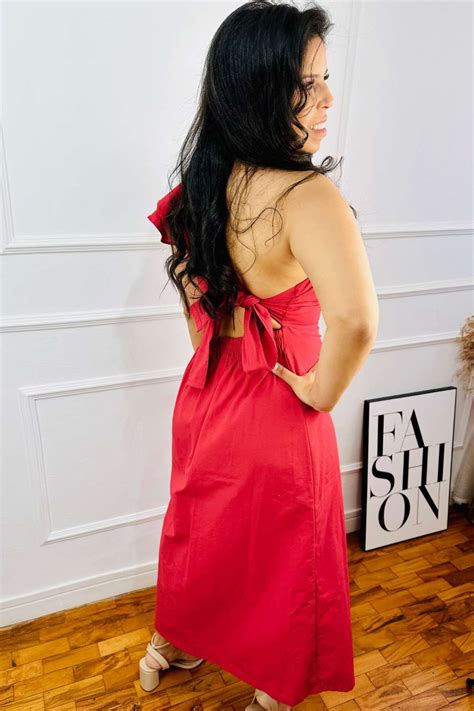 Vestido Midi Em Linho Nula Manga 233 Original