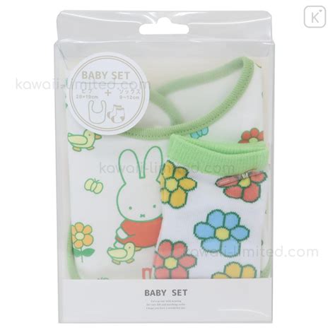 Japan Miffy Bib And Socks Set Miffy Flower Mint Duck Kawaii Limited