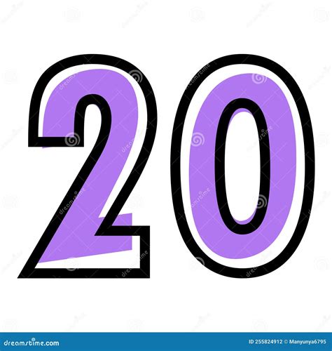 Vector Number With Purple Color And Black Outline Stock Vector