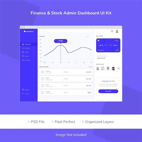 Finance Amp 주식 관리자 대시보드 Ui 키트 프리미엄 Psd 파일