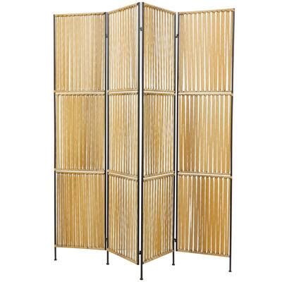 The Novogratz Light Brown Rattan Handmade Hinged Foldable Partition
